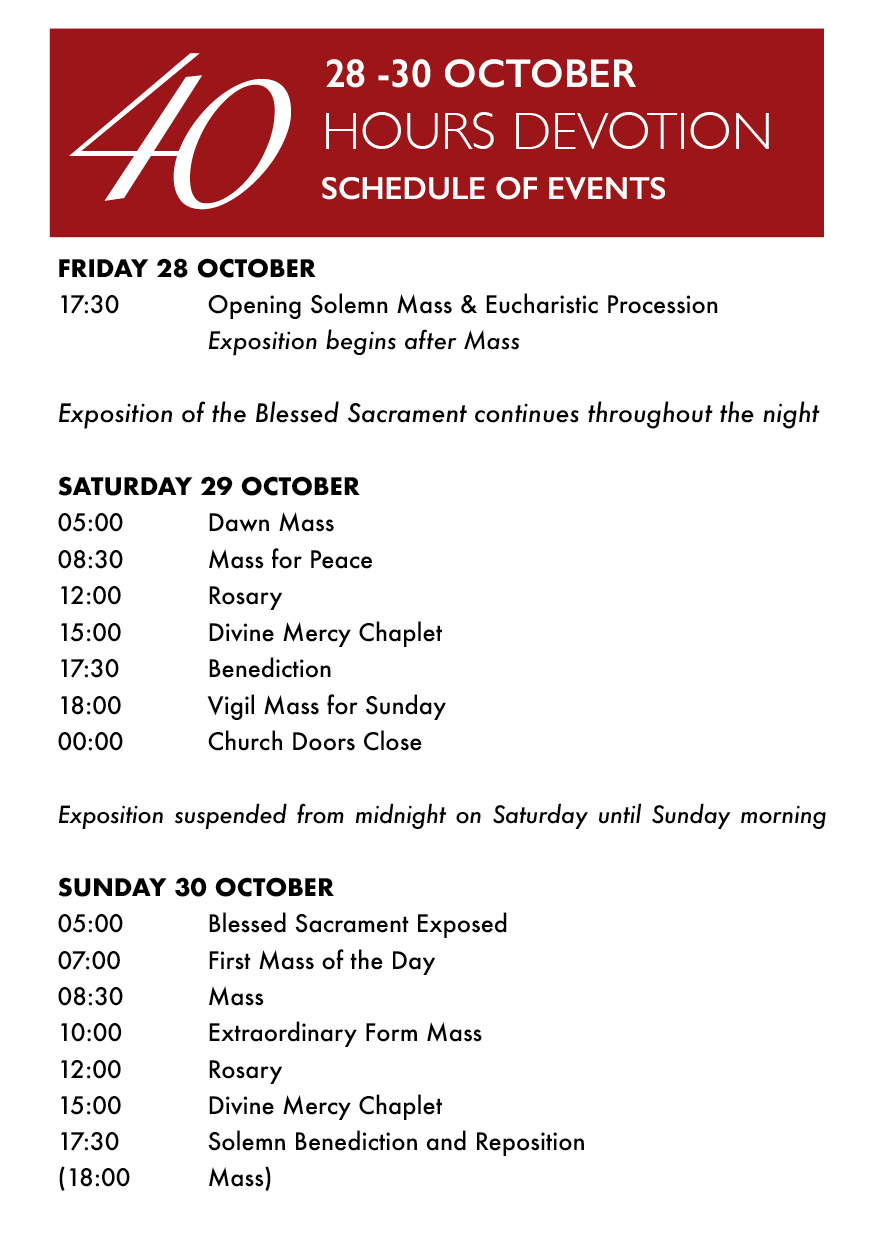 40 Hours Devotion 2022 - Parish of St Bernadette